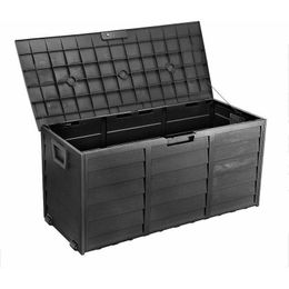 Plas-box Garten Aufbewahrungsbox Schwarze Holzimitation 112x49x54cm, Aufbewahrungsbox, Gartentruhe - Schwarz - Bc-elec