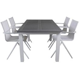 ebuy24 - Albany Gartenset Tisch 90x152/210cm und 4 Stühle Alina weiß, grau, cremefarben.