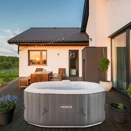 Arebos - In-Outdoor Whirlpool 2400W Spa Pool Wellness Massage oktogonal 154x154 cm