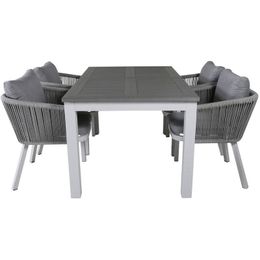 ebuy24 - Albany Gartenset Tisch 90x152/210cm und 4 Stühle Virya weiß, grau, cremefarben.