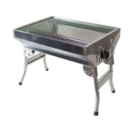 Schaschlik Grill Angler Edelstahl Mangal mit klappbaren Beinen Anglergrill - Edelstahl