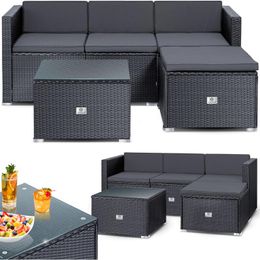 Kesser - Polyrattan Lounge Aruba – Gartenlounge für 3-4 Personen Gartenmöbel-Set Sitzgruppe aus 3er Gartensofa Sessel Hocker und Beistelltisch