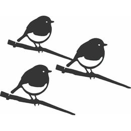 Metalbird - Rotkehlchenfigur zum Stecken aus Cortenstahl (3-stück)