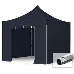 3x3 m Faltpavillon professional Alu 40mm, Seitenteile ohne Fenster, schwarz - schwarz