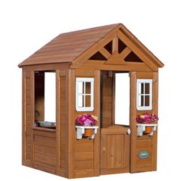 Spielhaus Timberlake aus Holz Outdoor Kinderspielhaus für den Garten inklusive Zubehör Gartenhaus für Kinder mit Fenstern - Braun - Backyard Discovery
