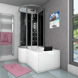 AcquaVapore Kombination Badewanne Dusche K50-R32-EC Duschtempel 100x170 cm - Schwarz