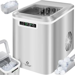 Kesser - Eiswürfelbereiter Eiswürfelmaschine Edelstahl Ice Maker 12 kg 24 h Zubereitung in 7 min 2.2 Liter Wassertank 2 Eiswürfel-Größen Silber