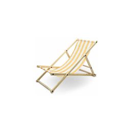 BITUXX - Liegestuhl Sonnenliege Gartenliege Holzliege Strandliegestuhl Campingstuhl Holz Klappbar (Gelb/Weiß Gestreift) - Gelb Weiß Gestreift