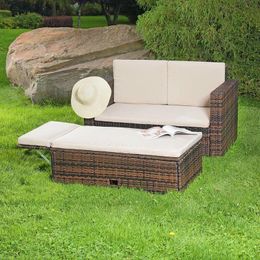 Mucola - Lounge Gartenmöbel Sofa Bank Tisch klappbar Rattan Gartenset Sitzmöbel braun