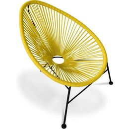 PRIVATEFLOOR Stuhl für den Außenbereich - Gartenstuhl - Acapulco Gelb - Stahl, Synthetisches Rattan, Metall, Kunststoff - Gelb