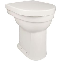 aquaSu - Stand WC-Set liDano +10 cm, Erhöhtes wc, Weiß, Inklusive WC-Sitz, Für Senioren und große Menschen, Flachspüler, Abgang innen senkrecht,