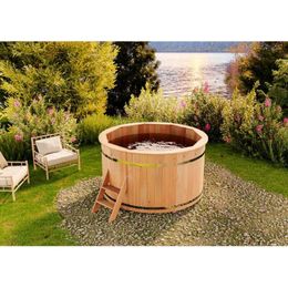 Badefass Bergen aus Holz, Badebottich, Hot Tub, Schwimmbecken, Jacuzzi outdoor, ø 160 x 101 cm, ohne Ofen - Naturbelassen - FinnTherm