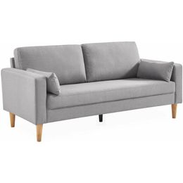 Sweeek - Gerades 3-Sitzer Sofa, Polyester, Hellgrau - Hellgrau