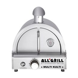 Allgrill multi-kulti Set 2 zündgesichert - Gasgrill + Edelstahlpizzahaube mit Kamin