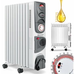 Kesser Lradiator - Elektrische Heizung 2500W Öl Radiator Elektroheizung Mobil Timer Lüfter Abschaltautomatik stufenlose Temperaturregelung