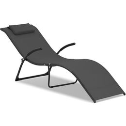 Uniprodo Gartenliege Sonnenliege Liegestuhl Relaxliege Klappbar schwarz Stahlrahmen 160kg - Schwarz