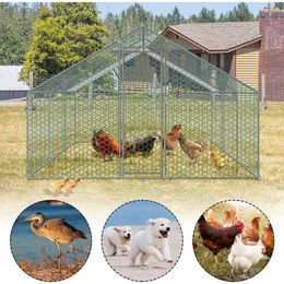 Froadp - Hühnerkäfig Außengehege Freilaufgehege, Verzinkter Hasenkäfig, Stahlrahmen Hühnerstall, Hasenstall Set, Geflügelhaltung Käfig für Kleintier