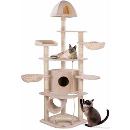 Happypet - Kratzbaum Grosse Katzen stabil 200cm xxl Katzenbaum (CAT031-4) Kletterbaum Maine Coon Natur-Sisal-Säulen, Liegemulden, Höhle, Kratzrolle,