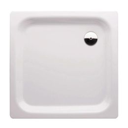 Calmwaters Quadrat-Duschwanne Essential, eckige flache Brausewanne aus Stahl-Emaille, 90 x 90 x 6,5 cm mit Ablaufloch in 90 mm, Duschtasse in Weiß, 01XP2227