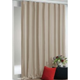 Verdunkelungsgardine mit Kräuselband Shadow 135 x 295 cm ( Breite x Länge ) in Beige, Extra Lange Blackout Gardine in vielen Variationen - Beige