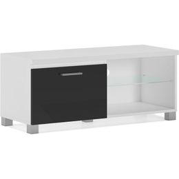 Skraut Home - Möbel, TV-Schrank, Fernsehtisch, led, Wohnzimmer, in den Farben Weiß und Schwarz glänzend lackiert. Maßnahmen: 100x40x42 cm - schwarz