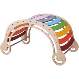 XXL-Wippe Waldorf aus Holz Regenbogenfarben Indoor Kletterbogen / Klettergerüst für Kinder Montessori Spielzeug - Braun - Katehaa