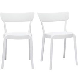 Miliboo - Stapelbare Stühle weißer Kunststoff für Innen- und Außenbereich (2er- Set) rios - Weiß