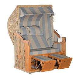 Strandkorb Classic 2-Sitzer Halbliegemodell marone/grau mit Sonderausstattung - SonnenPartner