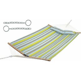 Goplus - 320 cm Haengematte, Gesteppte Outdoor-Haengeliege mit abnehmbarem Kissen, Spreizstangen aus Hartholz und O-Ring-Stahlketten, für Terrasse