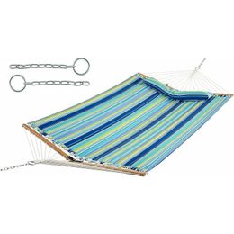 Goplus - 320 cm Haengematte, Gesteppte Outdoor-Haengeliege mit abnehmbarem Kissen, Spreizstangen aus Hartholz und O-Ring-Stahlketten, für Terrasse