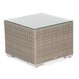 SonnenPartner - Lounge-Tisch Residence 60x60 cm Aluminium mit Polyrattan stone-grey mit Glas Loungetis