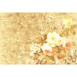 Bricoflor - Antik Tapete in Gelb Orange | Vintage Fototapete mit Rosen in Gold für Schlafzimmer und Esszimmer | Nostalgische Fototapete im Shabby