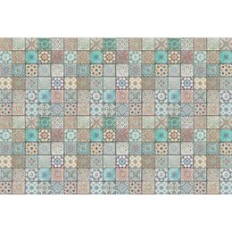 Bricoflor - Boho Fototapete orientalisch | 3D Mosaik Tapete ideal für Küche und Badezimmer | Bunte Fliesen Fototapete mit marokkanischen Kacheln