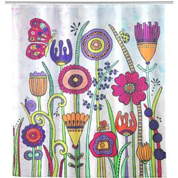 Duschvorhang Rollin'Art Full Bloom, Polyester, 180 x 200 cm, waschbar, Mehrfarbig, Polyester mehrfarbig - mehrfarbig - Wenko