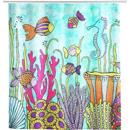 Duschvorhang Rollin'Art Ocean Life, Polyester, 180 x 200 cm, waschbar, Mehrfarbig, Polyester mehrfarbig - mehrfarbig - Wenko