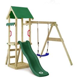 Spielturm Klettergerüst TinyWave mit Schaukel & Rutsche, Kletterturm mit Sandkasten, Leiter & Spiel-Zubehör - grün - Wickey
