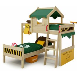 Kinderbett Etagenbett CrAzY Jungle mit Rutsche Hochbett, 90 x 200 cm Hausbett - grün/gelb - Wickey