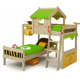Kinderbett Etagenbett CrAzY Jungle mit Rutsche Hochbett, 90 x 200 cm Hausbett - apfelgrün/gelb - Wickey
