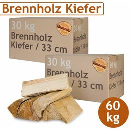 Kiefer Brennholz Kaminholz Holz 60 kg Für Ofen und Kamin Kaminofen Feuerschale Grill Feuerholz Holzscheite Wood 33 cm kammergetrocknet Flameup