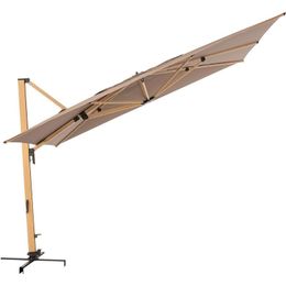 Sonnenschirm / Ampelschirm Alu Wood xl Ultra Pendelschirm 400 x 300, 400 x 300 cm, greige, Bezug Polyestergewebe, Gestell aus Stahl, 65,9 kg - Doppler