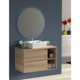 Allstone - Zeus Badezimmer-Set, 7 Farben (siehe 3. Bild) und 2 Größen - mit Möbel, rundem Spiegel mit Hintergrundbeleuchtung und Waschbecken auf