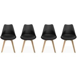 Skandinavischer Stuhl mit Holzbeinen (Satz von 4) - Schwarz - Sweeek