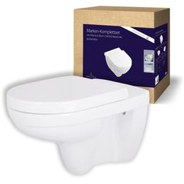 Villeroy & Boch Villeroy&boch - wc spülrandlos O.novo 5660R001 mit extra WC-Sitz, Weiß, mit DirectFlush & aquareduct, spülrandloses Wand wc Set wassersparend, wc
