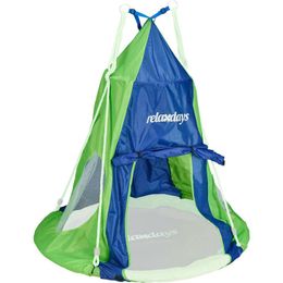 Zelt für Nestschaukel, Bezug für Schaukelsitz bis 110 cm, Rundschaukel Zubehör, Garten Schaukelnest, blau-grün - Relaxdays