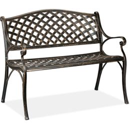 Gartenbank, Garten & Balkon, 2-Sitzer. antikes Design, Aluminium Sitzbank, hbt: 82x102x60 cm, schwarz-bronze - Relaxdays