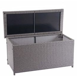 Poly-Rattan Kissenbox HHG 570, Gartentruhe Auflagenbox Truhe Basic grau, 63x135x52cm 320l - grey