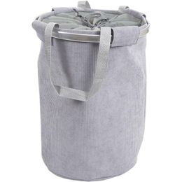Wäschesammler HHG 750, Laundry Wäschekorb Wäschesack Wäschebehälter mit Kordelzug, Henkel 55x39cm 65l cord grau - grey