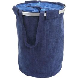 Wäschesammler HHG 750, Laundry Wäschekorb Wäschesack Wäschebehälter mit Kordelzug, Henkel 55x39cm 65l cord blau - blue