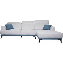 Sofa HHG 520, Couch Ecksofa L-Form 3-Sitzer, Liegefläche Nosagfederung Taschenfederkern verstellbar 277cm rechts, hellgrau - grey