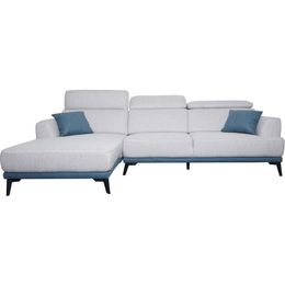 HHG - Sofa 520, Couch Ecksofa L-Form 3-Sitzer, Liegefläche Nosagfederung Taschenfederkern verstellbar 277cm links, hellgrau - grey